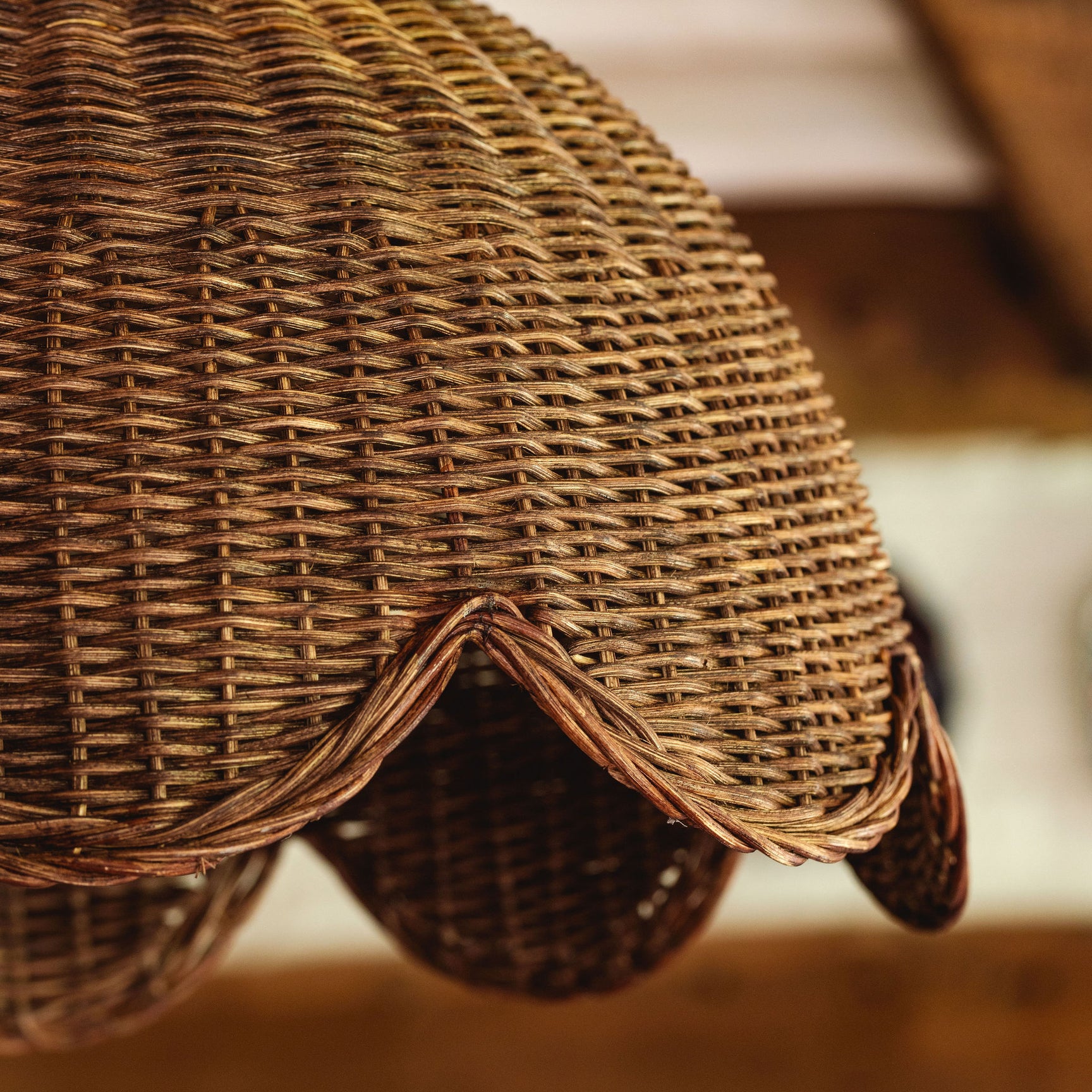 Etta Rattan Scalloped Pendant | Wicker Scalloped Lampshade | Hastshilp