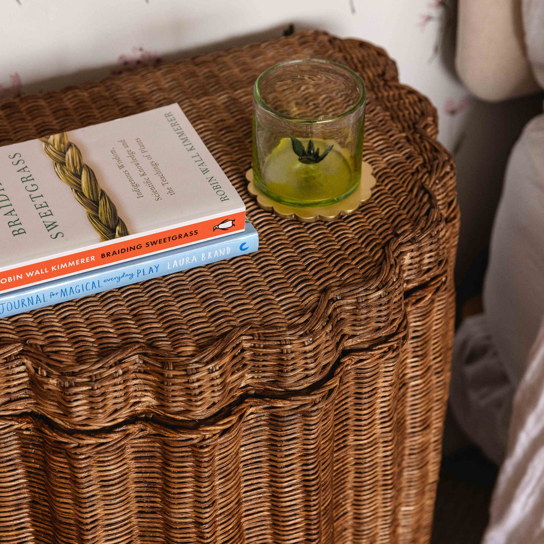 Shell Rattan Side Table | Rattan Wavy Laundry Basket | Hastshilp.co.uk ...