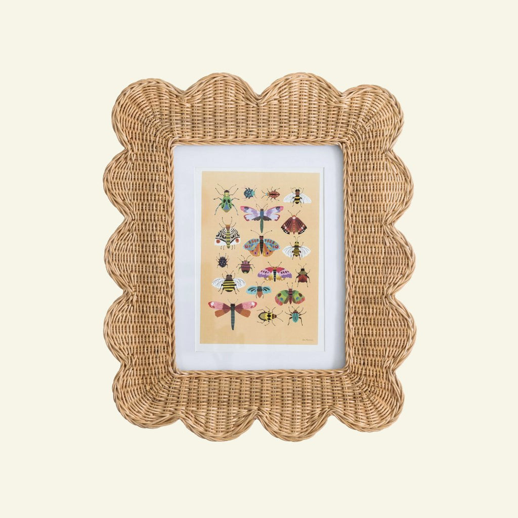 Rattan Scalloped Photo Frame A4 | A4 Picture Frame | Wall Art Frame ...